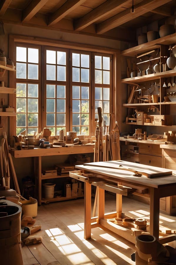 Woodworking Bench with Precision Tools Stock Illustration ...