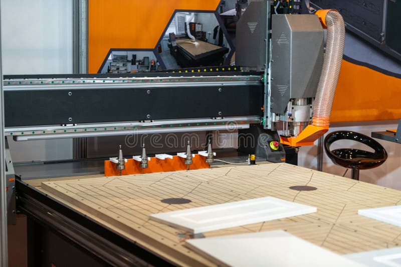 Woodworking with CNC Woodworking Machine Stock Photo - Image of ...