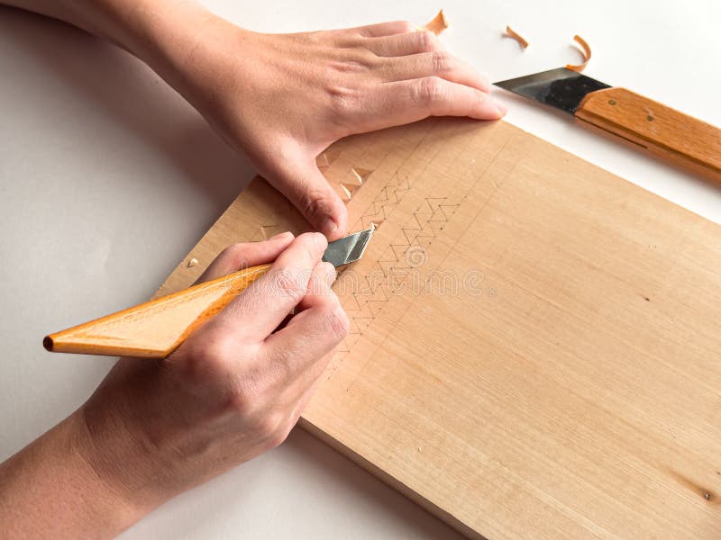 Woodworking Craftsmanship. Precision Carving Techniques on Wooden ...