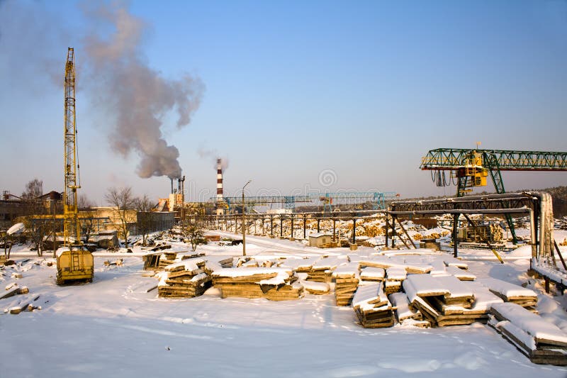 Factory in the winter stock photo. Image of factory, carbon - 12882316
