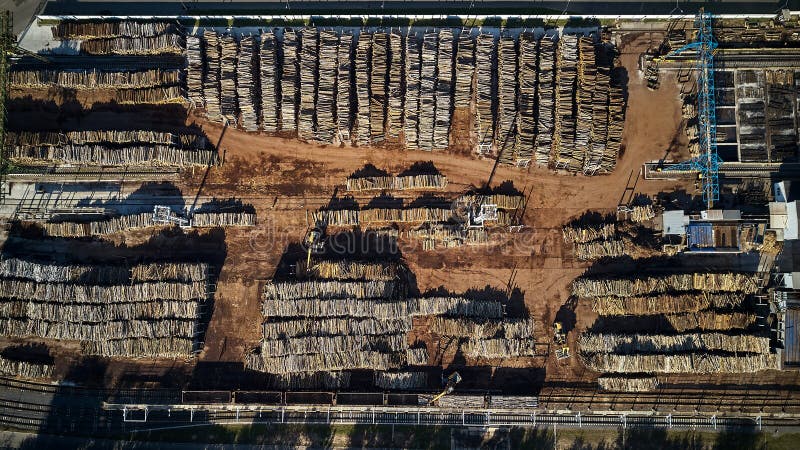 Woodworking Factory Top View. Bird`s Eye View Stock Photo - Image of ...