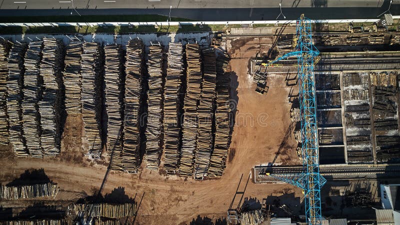 Woodworking Factory Top View. Bird`s Eye View Stock Image - Image of ...