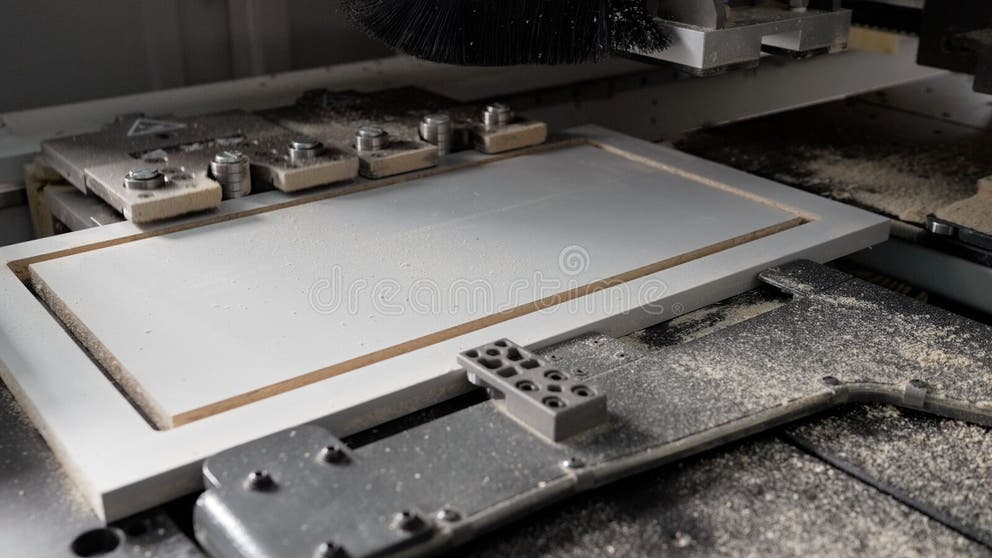 Woodworking Industry Concept. Processing Panels on a Woodworking ...