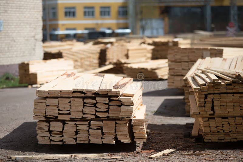 Sawn Boards in a Wood Processing Plant Stock Image - Image of ...
