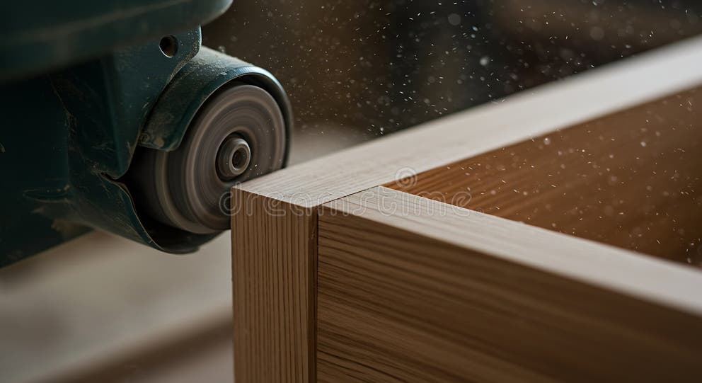 Woodworking Machine Sanding Wooden Frame with Dust Stock Illustration ...