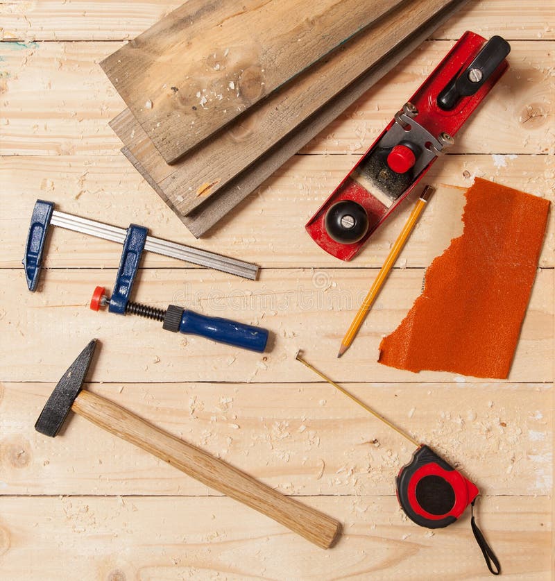 Woodworking Tools on a Carpenter S Table Stock Photo - Image of ...