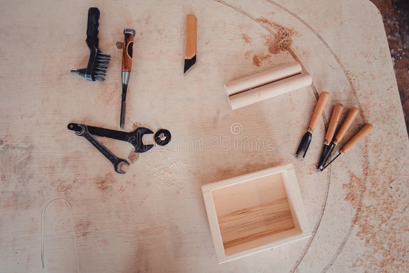 Woodworking Tools. Carving Chisels on the Table Stock Image - Image of ...