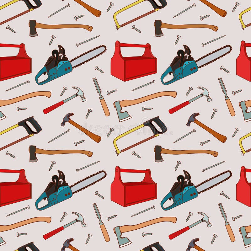 Woodworking tools pattern stock vector. Illustration of icon - 64835212