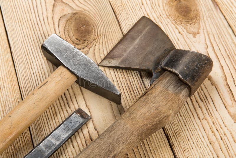 Woodworking Tools and Wood Background Stock Photo - Image of ...