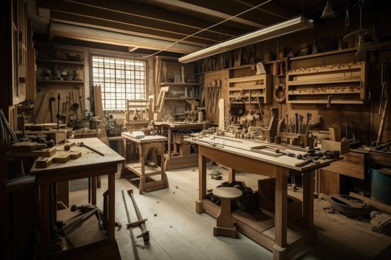 Woodworking Workshop, Filled with Tools and Materials for Creating ...