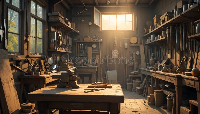 Woodworking Workshop with Woodworking Tools and Natural Light through ...