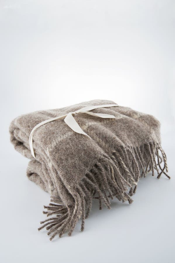 Wool Blanket Tied with a Ribbon. Stock Photo - Image of brown, wool ...