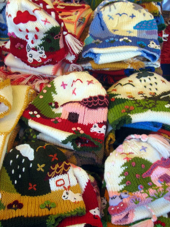 Wool caps stock image. Image of stall, peruvian, market - 16672205