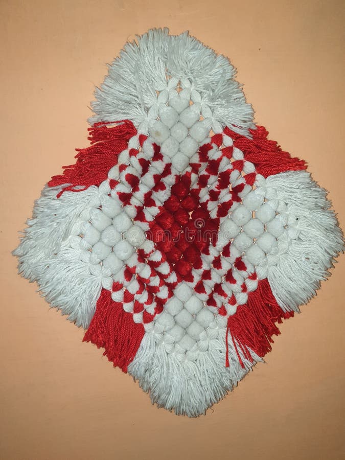 Wool Craft with Amazing Combination of White and Red Color. Stock Image ...