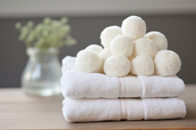 Wool Dryer Balls on a Fresh Towel Stack Stock Illustration ...