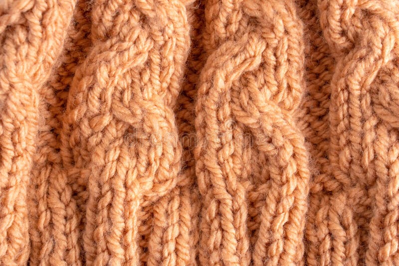 Wool Hand Knit Pattern. Orange Wool Knitting Texture Background Stock ...