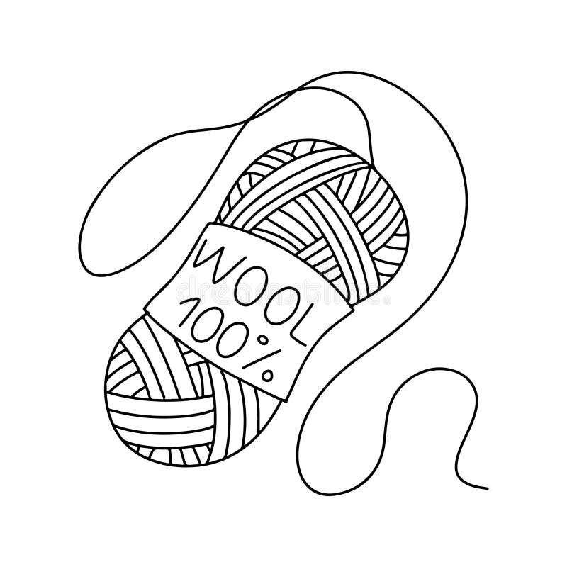 Wool for Hand Knitting in Hand Drawn Doodle Style. Vector Illustration ...