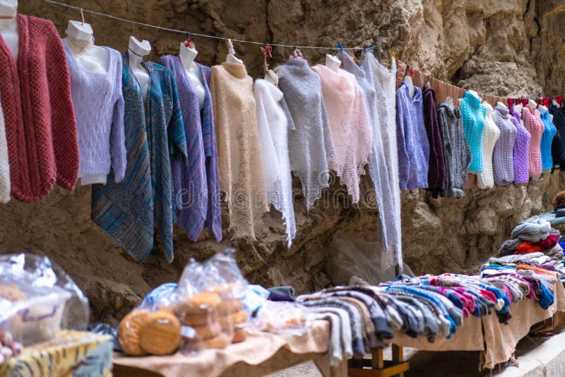 Wool Items on Counter for Sale Stock Image - Image of bright, baltic ...