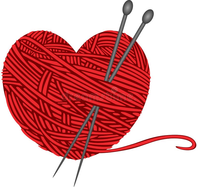 Wool knitting heart shape stock vector. Illustration of creativity ...