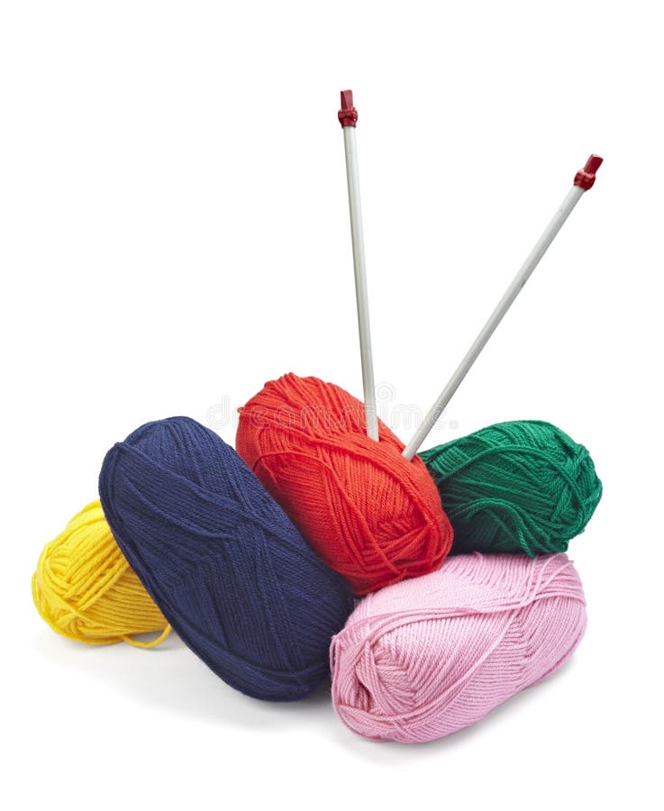 Red Wool and Knitting Needles Stock Photo - Image of closeup, details ...