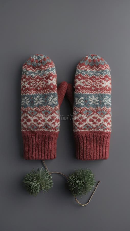 Wool Mittens Mockup Intricate Patterns Multiple Designs Winter Hand ...