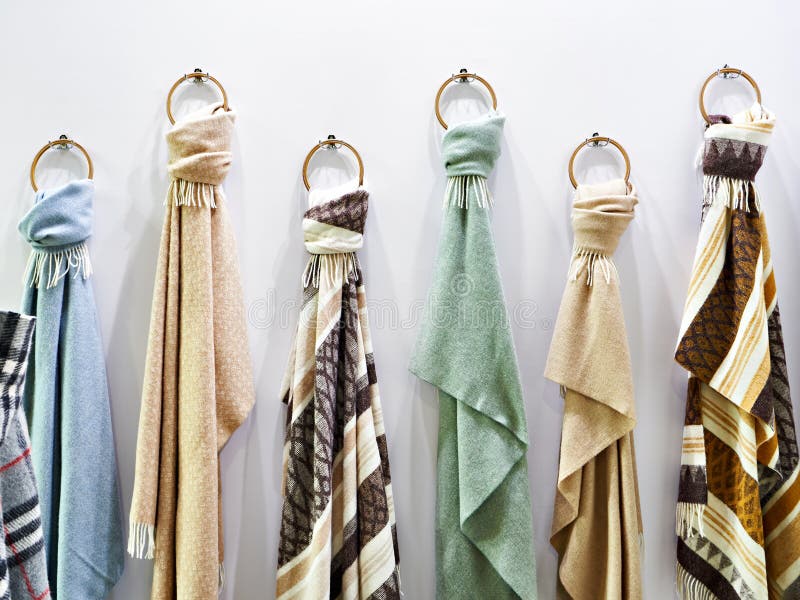 Wool Scarves in Clothing Store Stock Photo - Image of scarfs, clothing ...