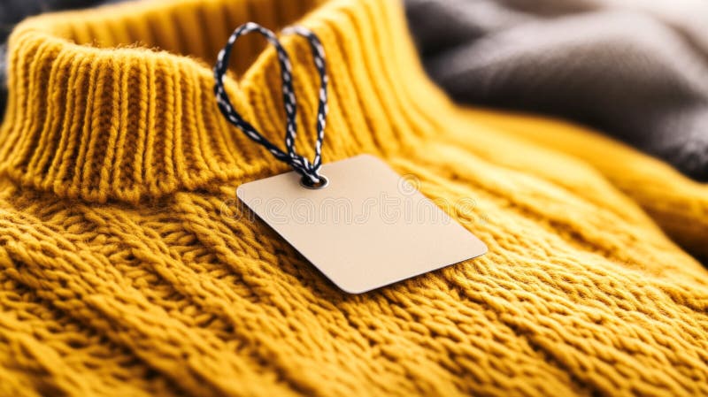 Wool Sweater with a Blank Paper Label Around the Neck. Stock Image ...