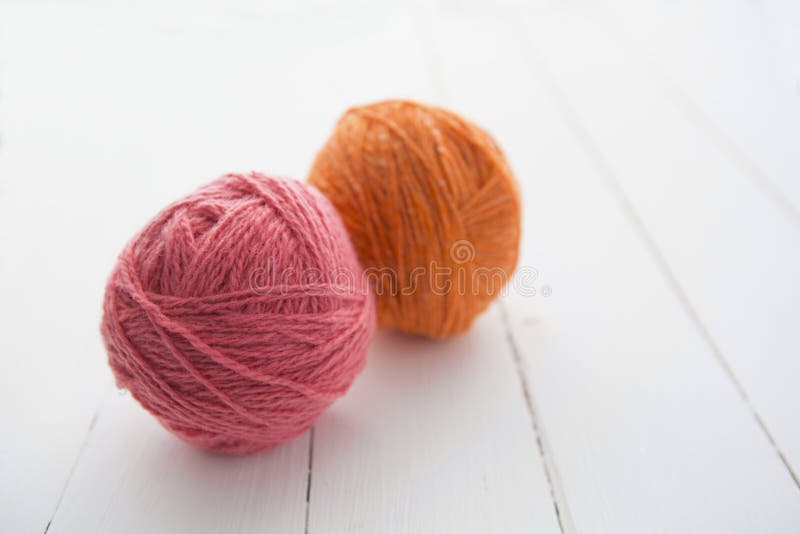 Wool on Weathered White Wood Table Stock Image - Image of fiber ...