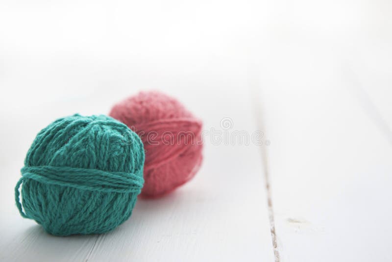 Wool on Weathered White Wood Table Stock Photo - Image of cotton, white ...