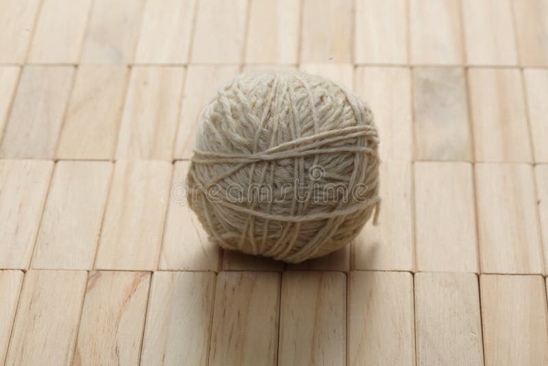 Wool Yarn Ball Rest on a Wooden Blocks Pavement Stock Image - Image of ...