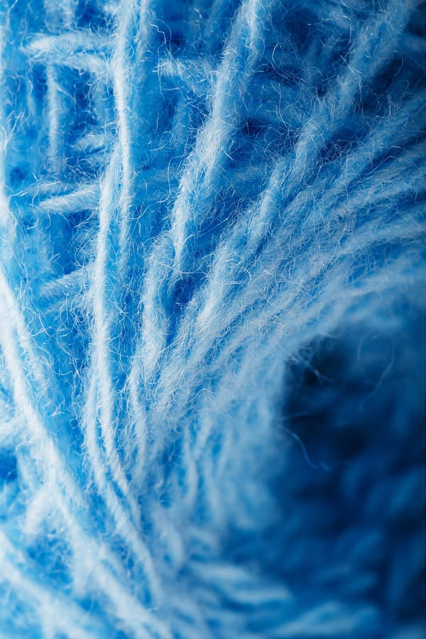 Wool Yarn Close-up Colorful Blue Threads for Needlework in Macro. Stock ...