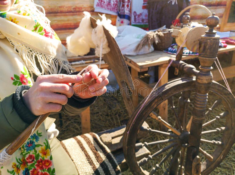 Wool Yarn by Hand on a Loom. Stock Photo - Image of fabric, material ...
