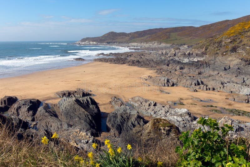 Woolacombe Bay and Beach Devon England and Morte Point Stock Image ...
