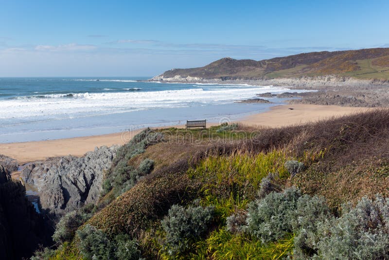Woolacombe Bay and Beach Devon England and Morte Point Stock Photo ...