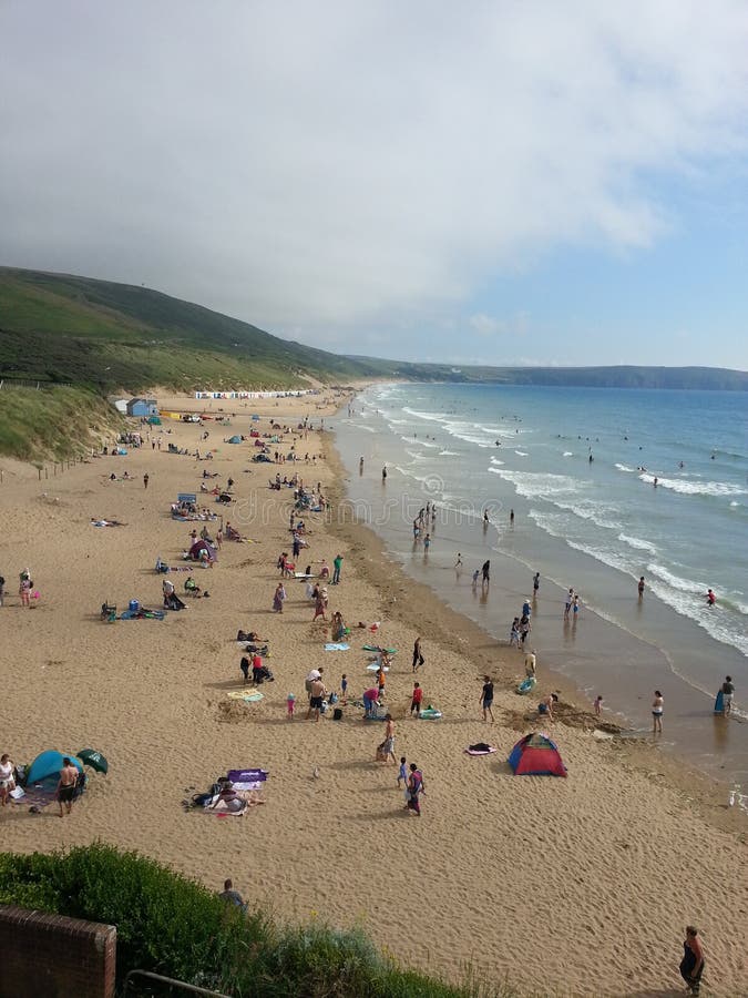 Woolacombe editorial stock photo. Image of ocean, hill - 43372053