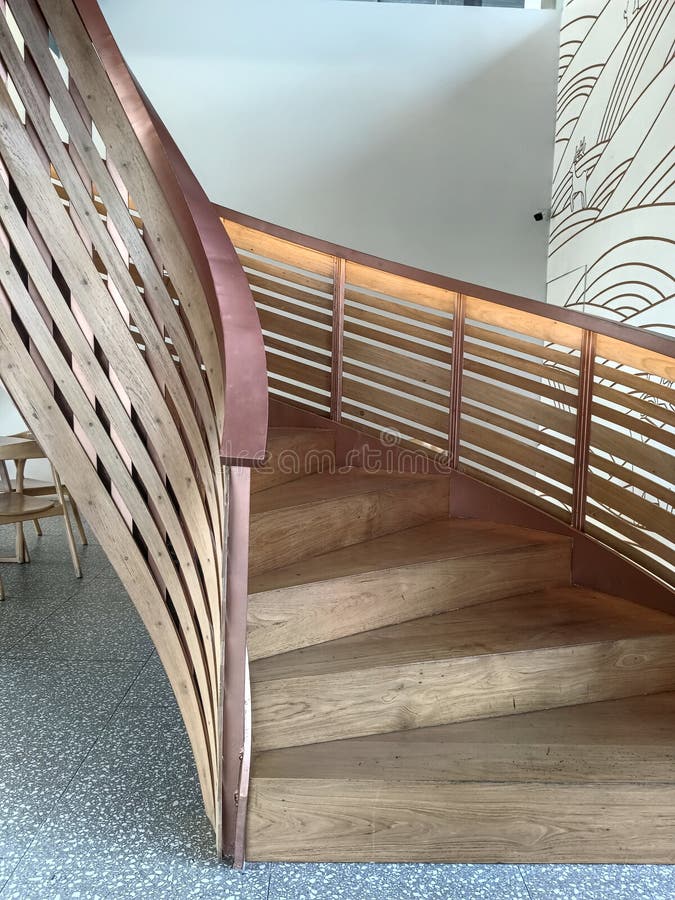 Circle Stair with Nice Light on the Rail Stock Photo - Image of ...