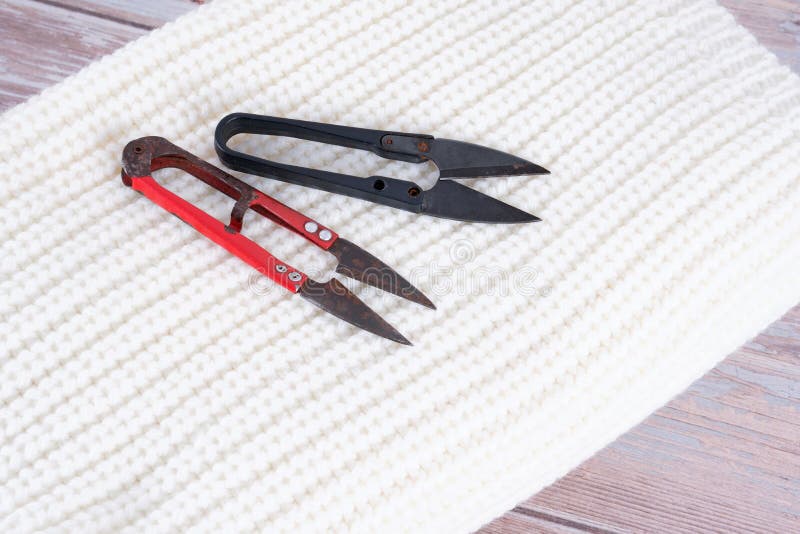 Woolen Fabric and Two Scissors Stock Image - Image of wool, process ...