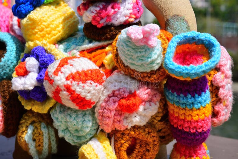 Woolen Stitch Crochet Toy Pattern Stock Image - Image of cast, donut ...