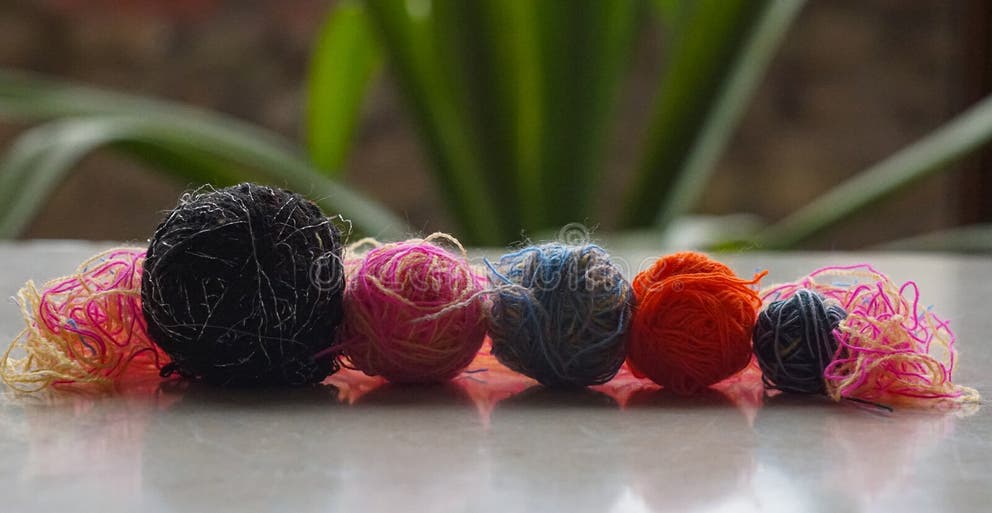 Woolen Threads of Different Colors Stand in Rows Stock Photo - Image of ...