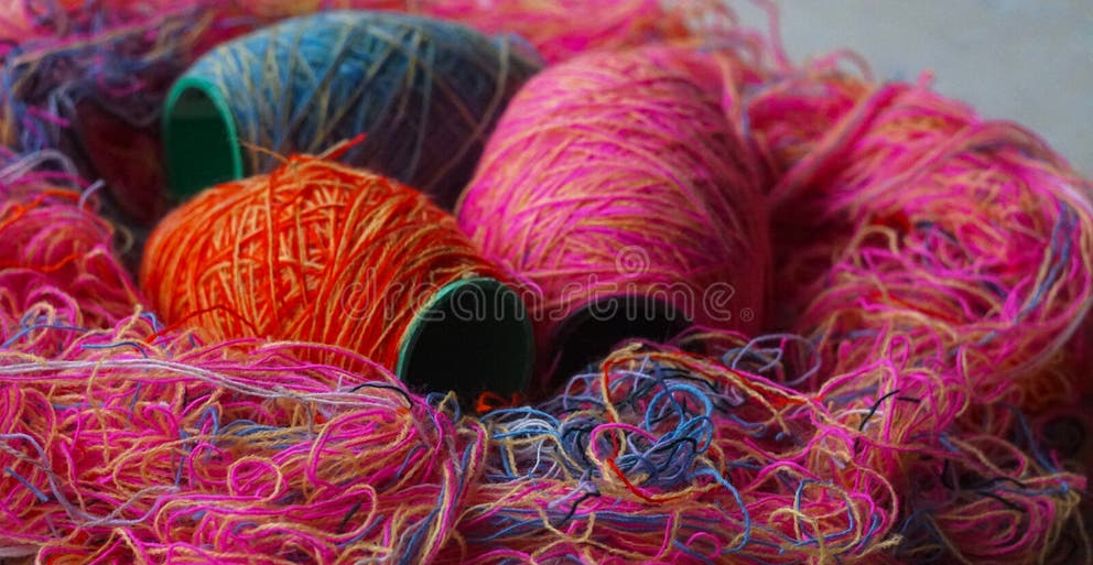 Woolen Threads of Different Colors Stand in Rows Stock Photo - Image of ...