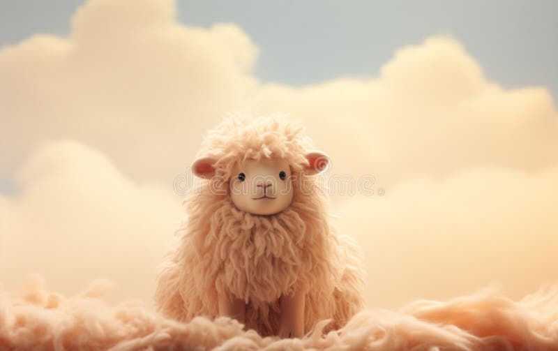 Woolly Cow Made from Fabric and Thread, Generative Ai Stock ...