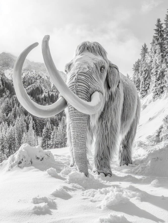 Woolly Mammoth in Snow stock photo. Image of climate - 376773206