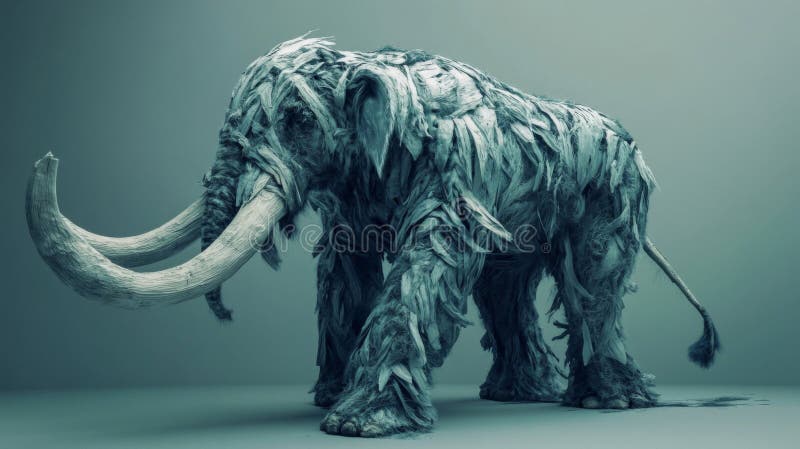 Wooly Mammoth Digital Sculpture, Grey Stone Texture, 3D Render Stock ...
