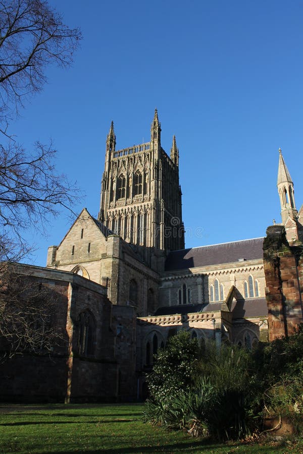 Worcester Cathedral Tower and South Transept Gable Stock Image - Image ...