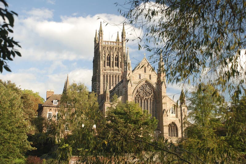 Worcester Cathedral Worcestershire UK Stock Image - Image of bridge ...