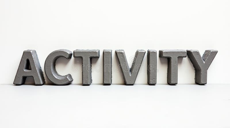 Activity Text Carved in Stone Letters on White Background Stock ...