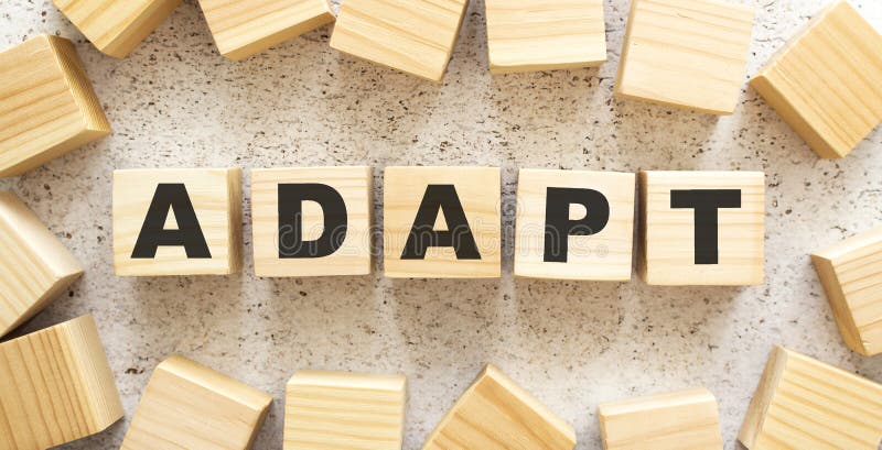The Word ADAPT Consists of Wooden Cubes with Letters, Top View on a ...