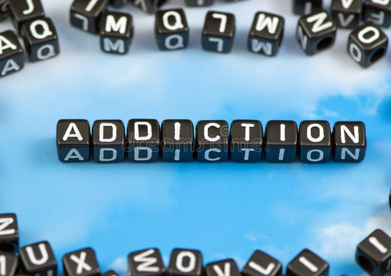 The Word ADDICTION Written in Red Letters on White Pills Stock Image ...
