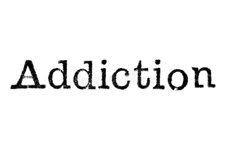 The Word `Addiction` From A Typewriter On White Stock Illustration ...