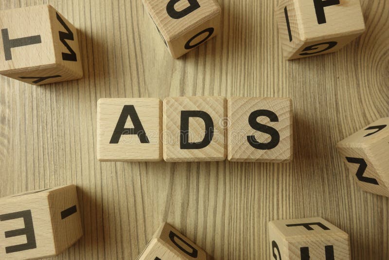 Word Ads from Wooden Blocks Stock Image - Image of network, advert ...